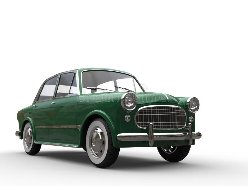 Old Dark Green Vintage Compact Car Stock Illustration - Illustration of ...