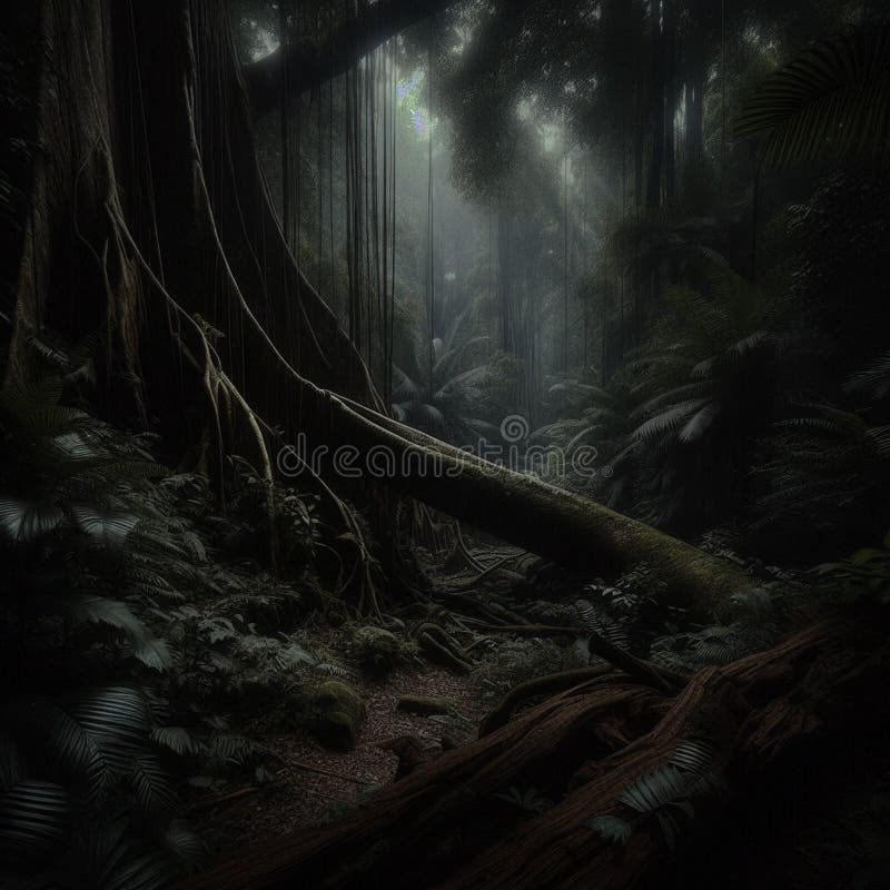 Old dark jungle stock illustration. Illustration of misty - 320255790