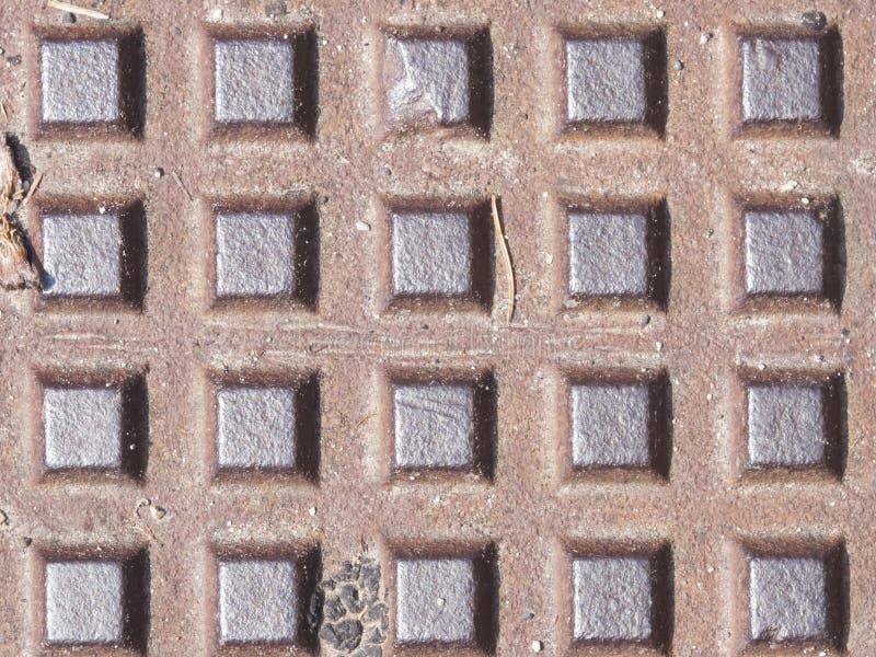 Old Dark Metal Manhole Texture with Square Pattern, Background Macro ...