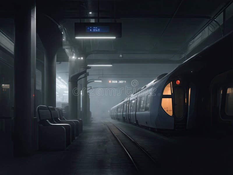 Old and Dark Train Station - AI Generative Stock Illustration ...