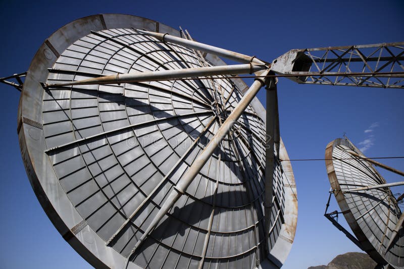 Old Data Transmission Dishes in an Abandoned Base Stock Photo - Image ...