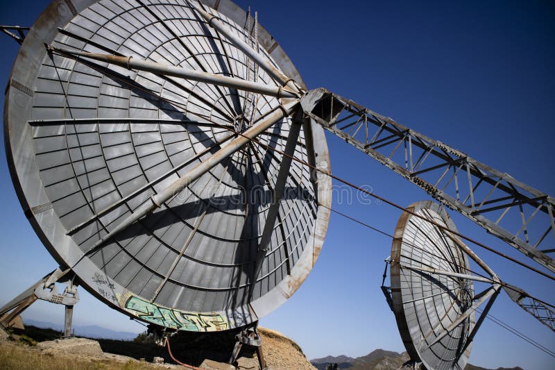 Old Data Transmission Dishes in an Abandoned Base Stock Image - Image ...