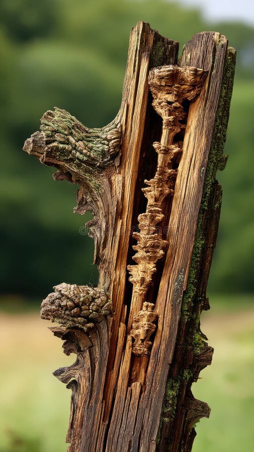 Old Decayed Wood Trunk with Strange Structure Inside, Weathered Texture ...