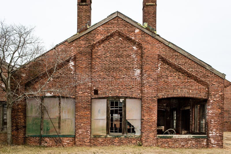 Old Decaying Brick Building Stock Photo - Image of community, cement ...