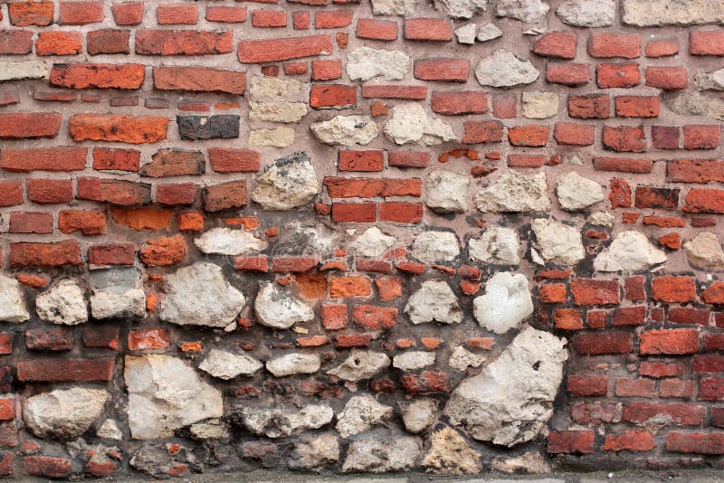 Old Decaying Wall Around the Synagogue from Bricks and Large Stones ...