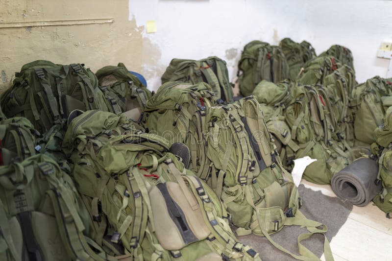 Old Decommissioned Military Backpacks Stock Image - Image of utility ...