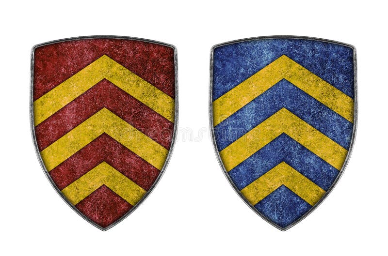 Old Decorated Color Metal Shield Isolated on White Stock Photo - Image ...
