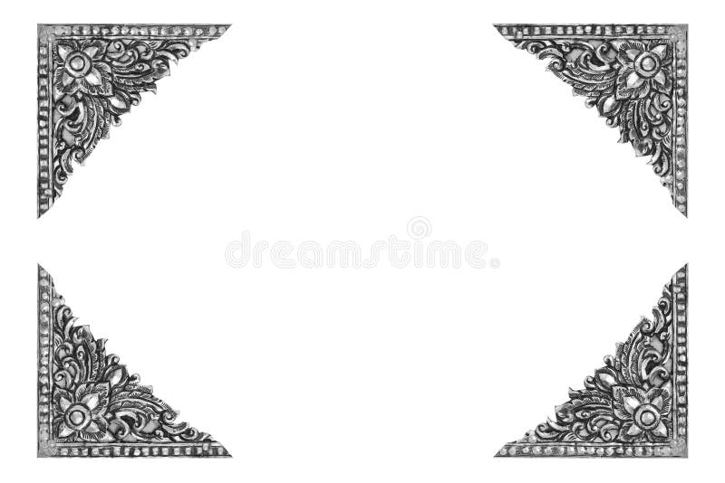 Old Decorative Frame Antique Engraved Silver Background Stock Photo ...