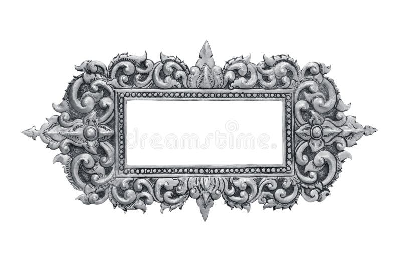 Old Decorative Silver Frame - Handmade, Engraved - Isolated on White ...