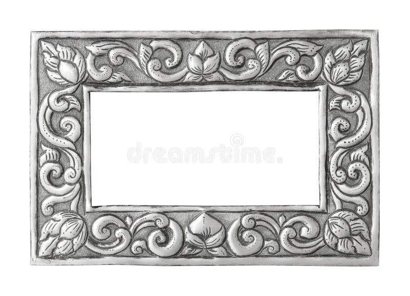 The Old Decorative Silver Frame - Handmade, Engraved - Isolated on ...