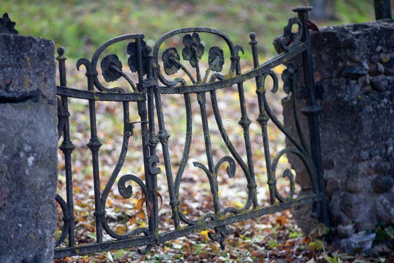 Old Decorative Wrought Iron Fence Stock Image - Image of metal, guard ...