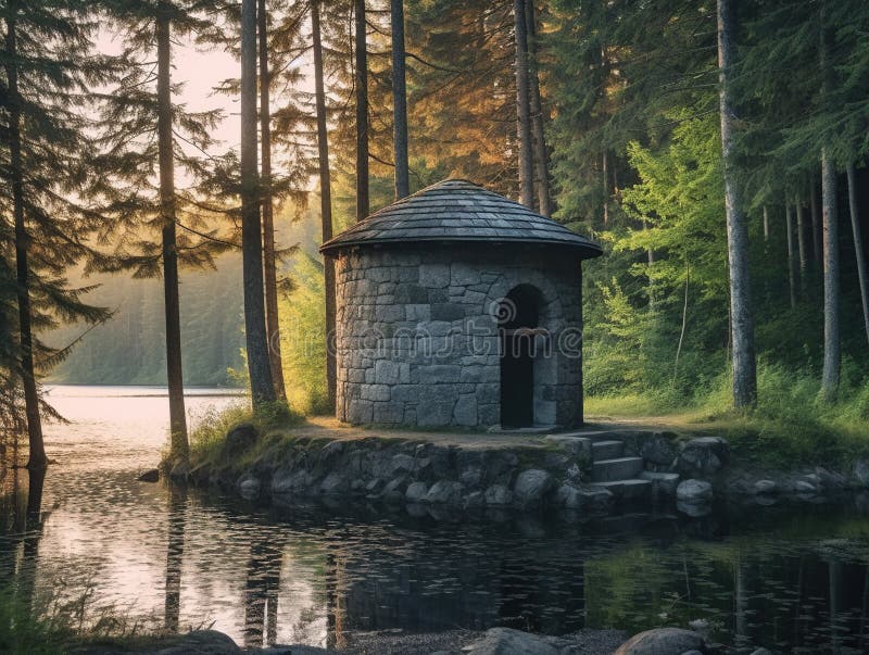 Old Decrepit Outpost in the Middle of the Forest. Stock Illustration ...