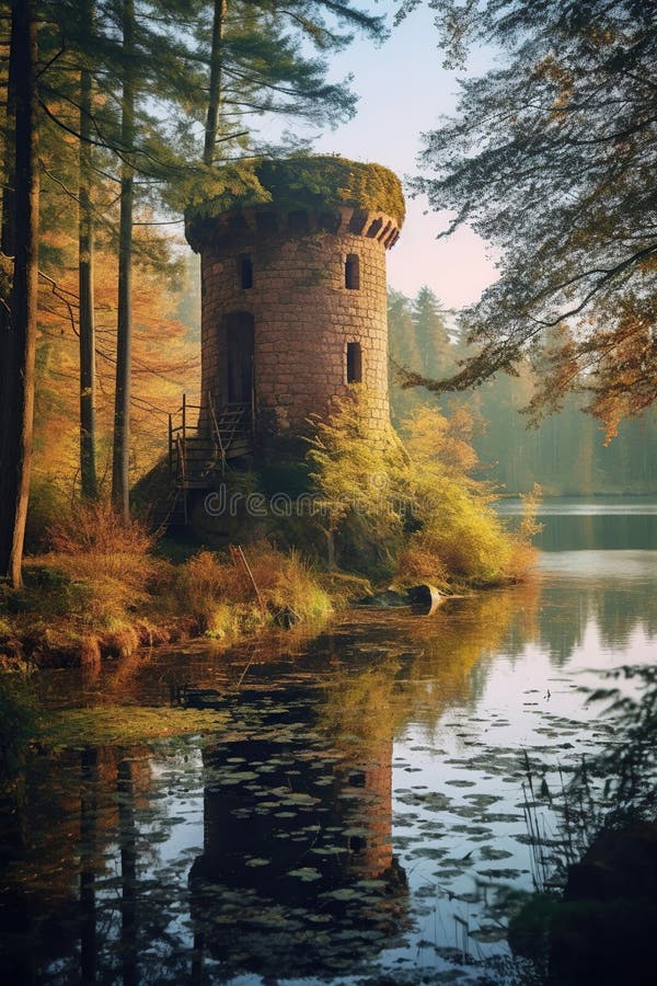 Old Decrepit Outpost Tower in the Middle of the Forest. Stock ...
