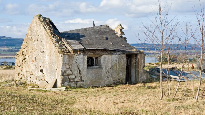 Old Derelict Crumbling Cottage. Stock Image - Image of view ...