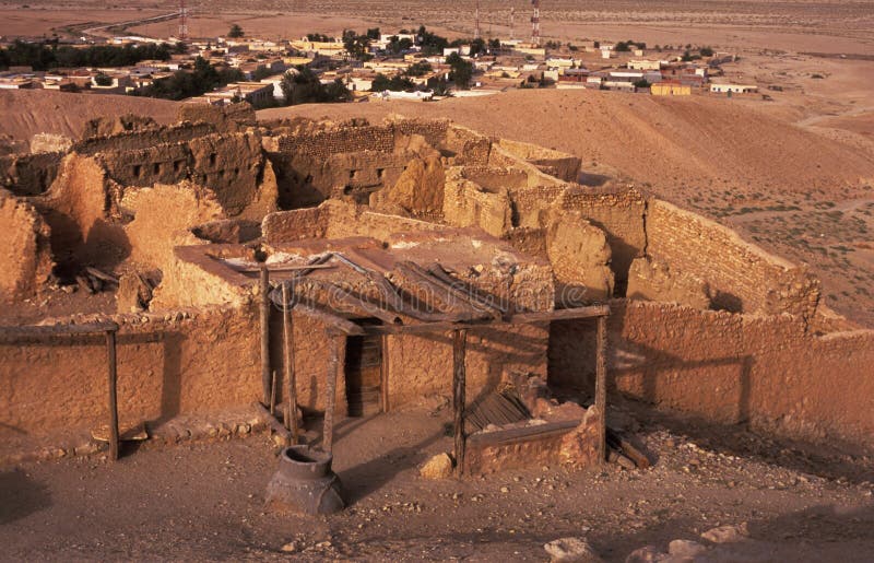 Old desert adobe town stock image. Image of atlas, ruined - 4107029