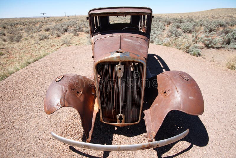 Old Destroy Abandoned American Car, USA Stock Photo - Image of detail ...