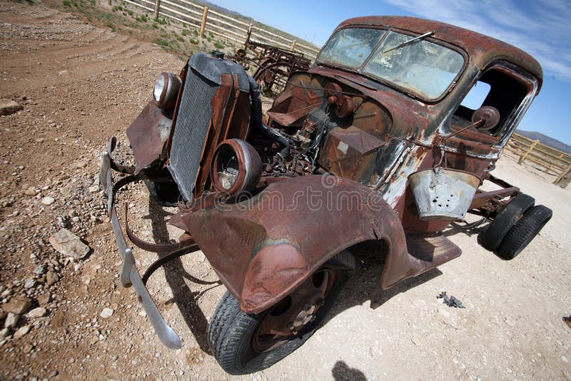 Old Destroy Abandoned American Car, USA Stock Photo - Image of fixing ...