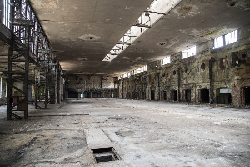 Old, Destroyed and Abandoned Factory, Urbex Industrial Hall Stock Photo ...