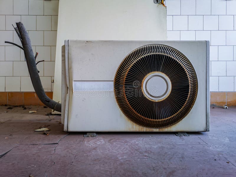 Old Destroyed Air Conditioner on Floor in Old Hospital Stock Photo ...