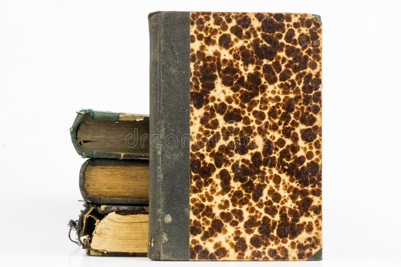 Old Destroyed Book on a White Table. Old-style Cover Stock Image ...
