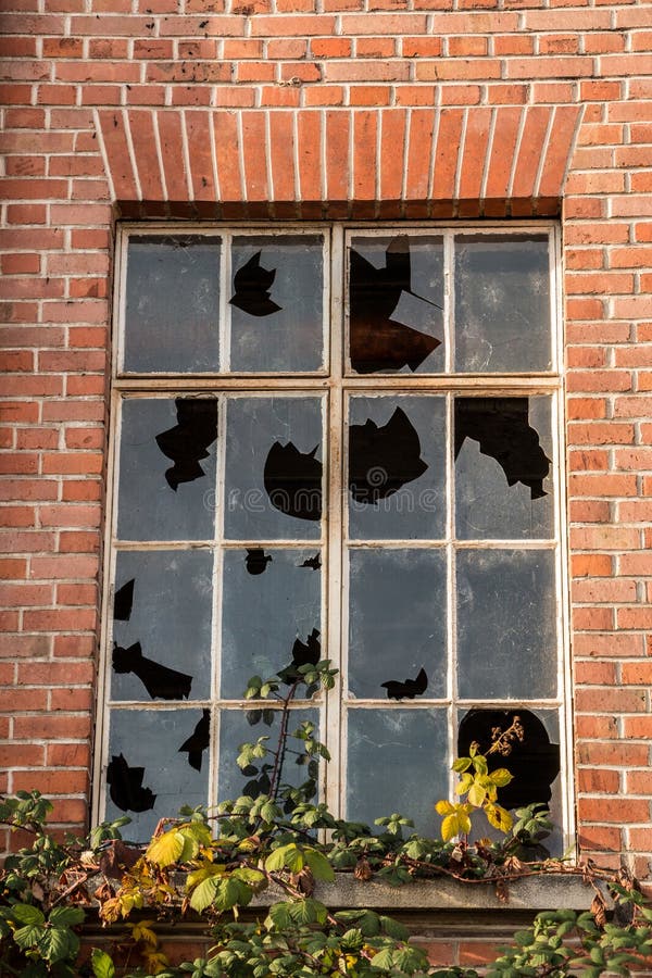 Old Destroyed Brick House Ruin with Broken Windows Stock Image - Image ...