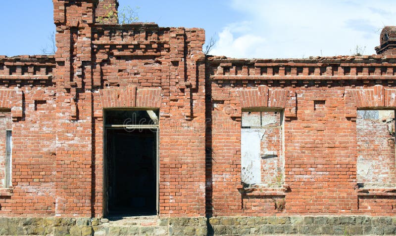 Old Destroyed Building Orange Stock Photo - Image of shadow, entrance ...