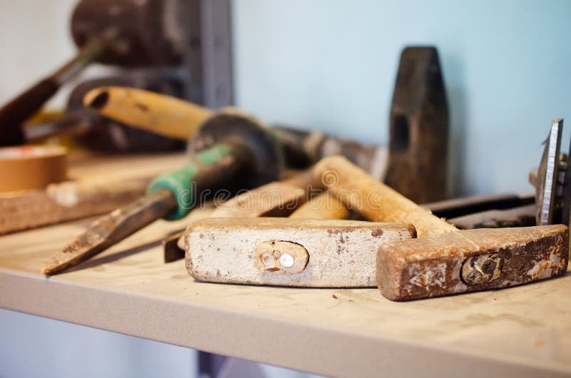 Old destroyed hammers stock image. Image of hammer, wooden - 152332801