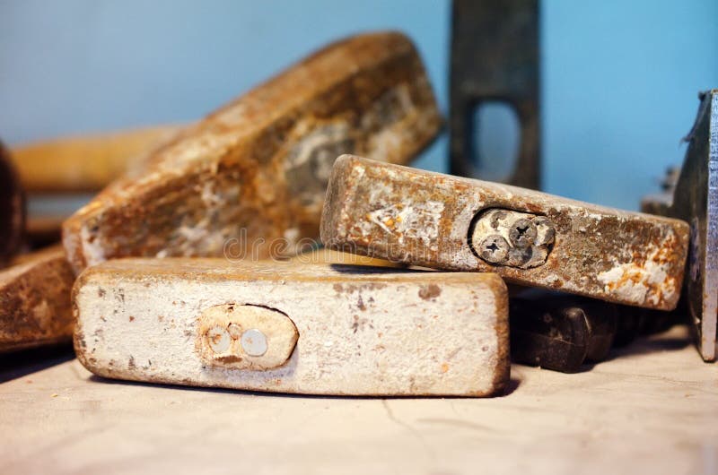 Old destroyed hammers stock image. Image of equipment - 152394861