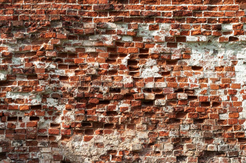 Old Destroyed Red Brick Wall Stock Photo - Image of abandoned, pieces ...