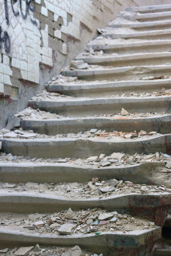 Destroyed Stairs and Light Entrance Stock Image - Image of facility ...