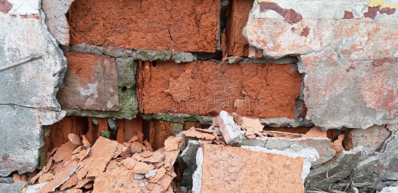 Old Destroyed Wall Close Up Stock Image - Image of cement, destroyed ...