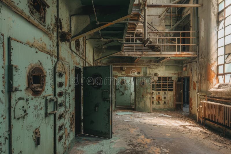 An Old, Deteriorating Building Featuring Walls Covered in Rust and ...