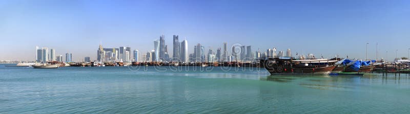 Old Dhow Harbour in Doha, Qatar Stock Image - Image of arabian, west ...