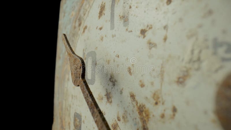 Old Dial with Rusty Weathered Clock Hand. White Face of Vintage Clock ...