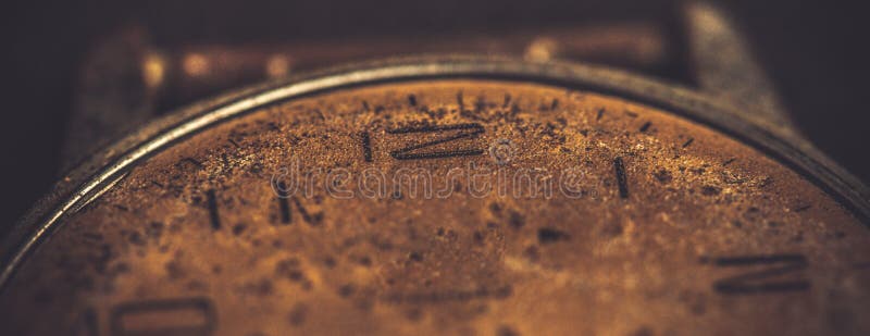 Old Dial of a Vintage Watch. Worn and Scratched Surface Stock Photo ...
