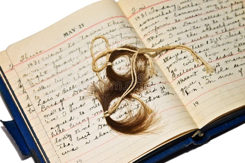 Old Diary with Locks of Hair Stock Photo - Image of text, remember ...