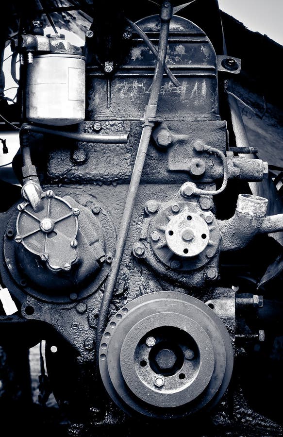 Old diesel engine close-up stock image. Image of gears - 6674573