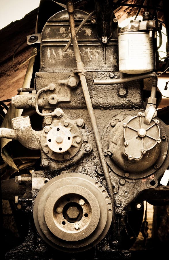 Old diesel engine close-up stock photo. Image of machinery - 6993258