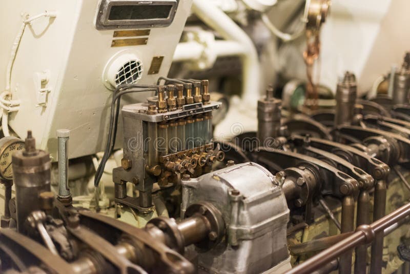 Old diesel engine. stock image. Image of inside, close - 64509057