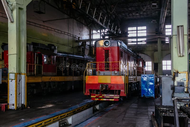 Old Diesel Locomotive at Train Depot Editorial Photo - Image of factory ...