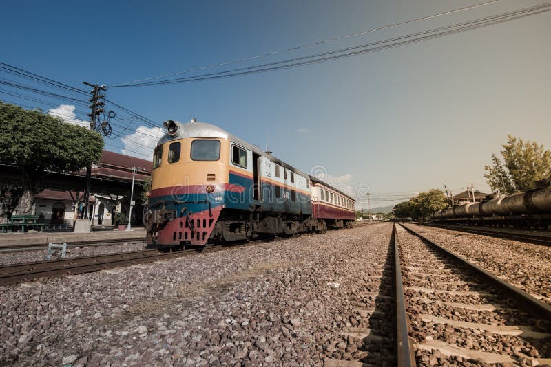 Old Diesel Train in Railway Station. Stock Image - Image of fuel ...