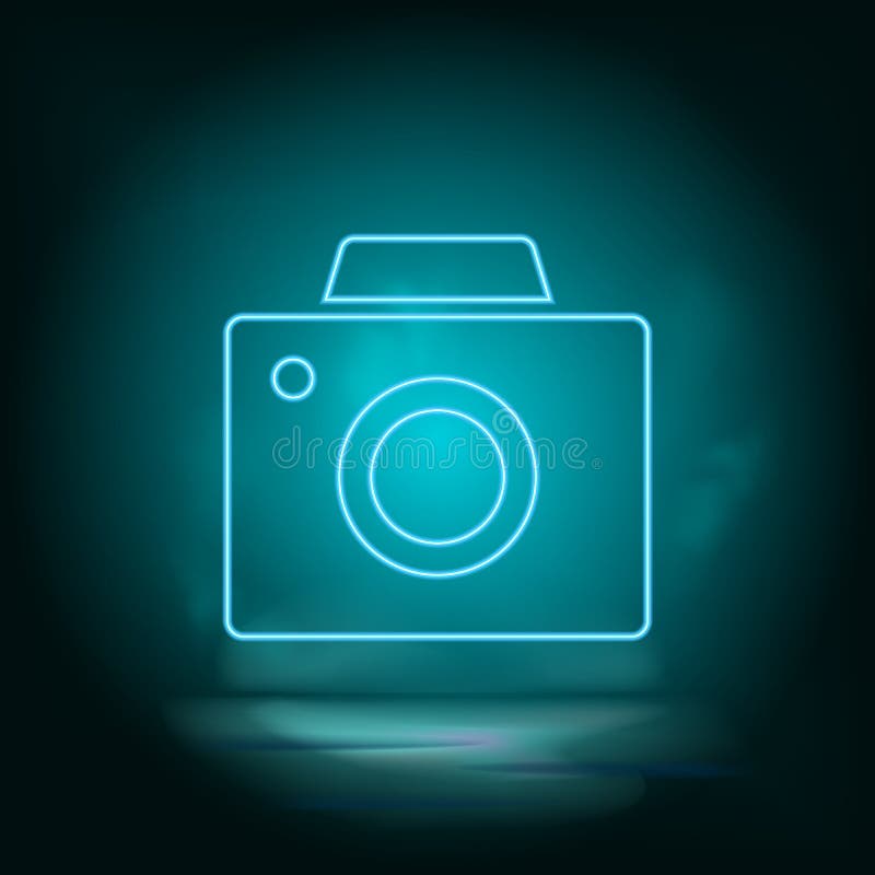 Old Digital Camera Blue Neon Icon. Simple Element Illustration from Map ...