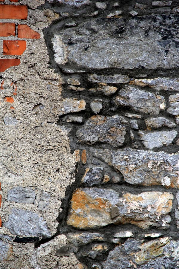 Old, Dilapidated Brick and Stone Wall Stock Photo - Image of ...