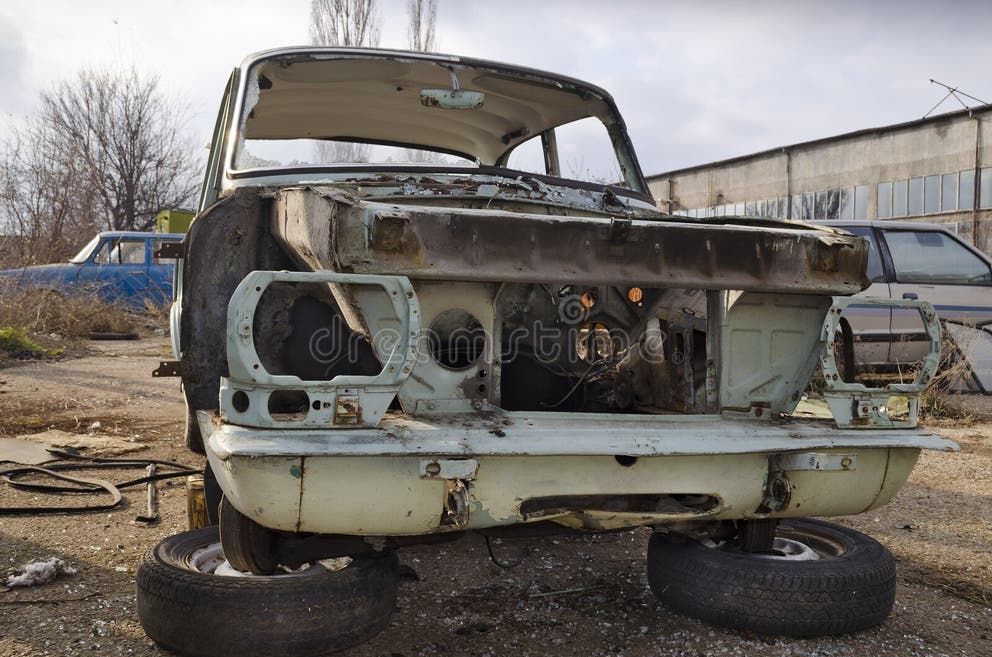 Old dilapidated car stock image. Image of metal, outdoors - 46928599