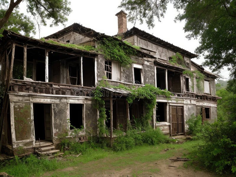 An Old, Dilapidated House. Dramatic Landscape? Generative AI Stock ...