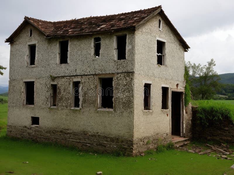 Dilapidated Dramatic House Destroyed. Generate Ai Stock Illustration ...