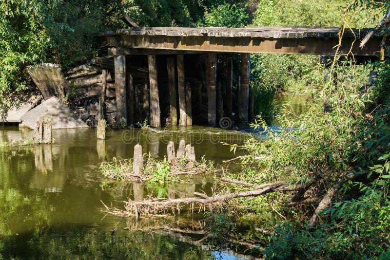 Dilapidated Bridge In Green Wilderness Stock Image - Image of desert ...