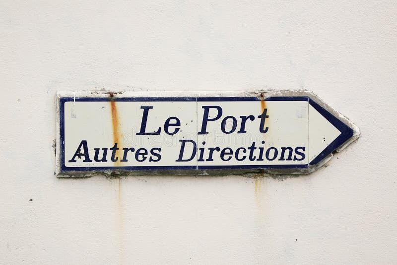 An Old Directional Sign for the Harbour Stock Photo - Image of breton ...