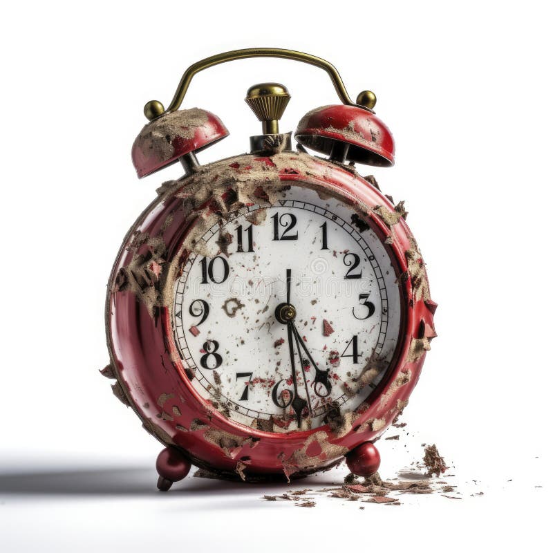 An Old and Dirty Alarm Clock Stock Image - Illustration of dirty, space ...