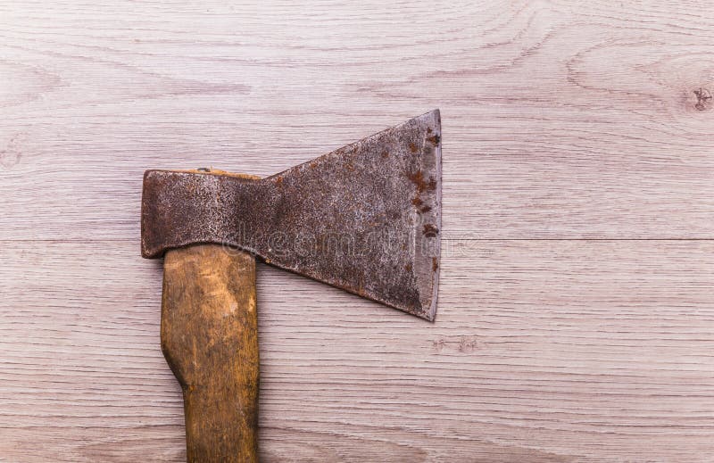 Old and Dirty Axe on Wood Background Stock Photo - Image of chop ...